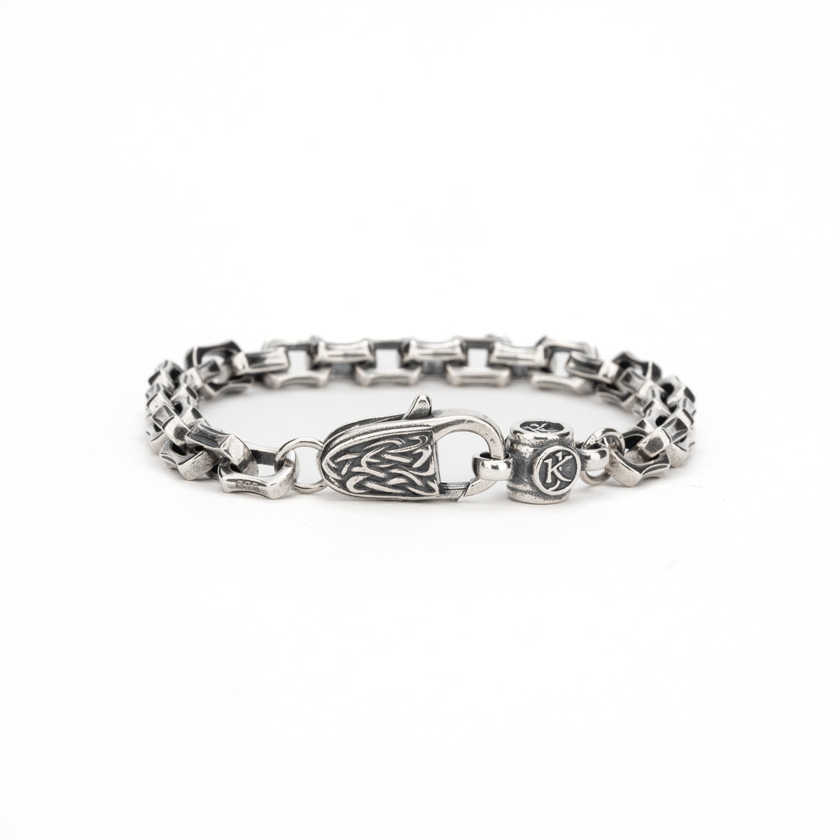 Oxidized Silver Med. Link Barrel End Bracelet - Keith Jack – Keith Jack