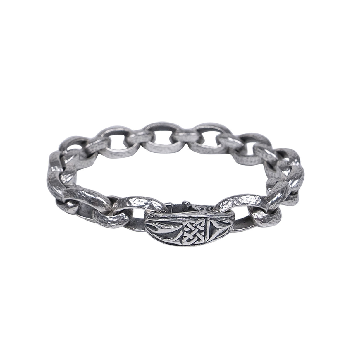 Silver Medium Oval and Small Hammered Oval Link Bracelet-Keith Jack ...