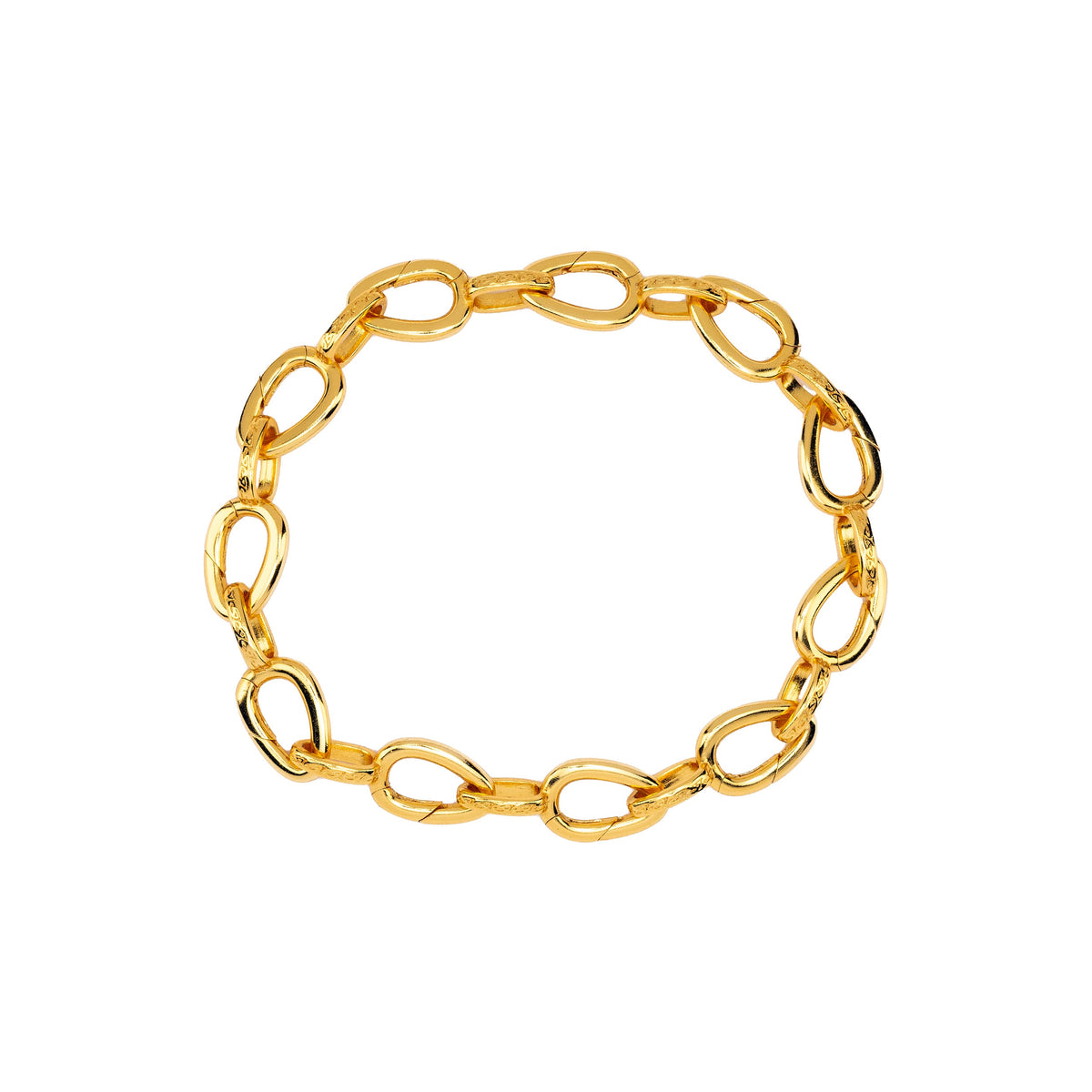18k Vermeil on Silver Hinged Stirrup Link Charm Bracelet- Keith Jack ...