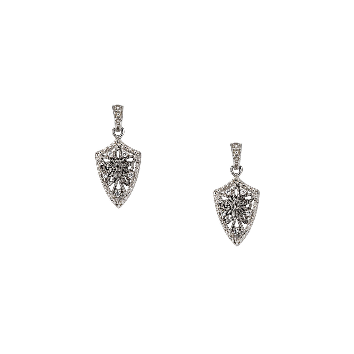 Silver Celtic Guardian Angel Shield Earrings - Cubic Zirconia-Keith ...