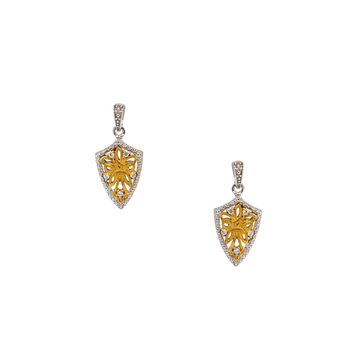 Celtic Guardian Angel Shield Earrings Silver And 10k Gold - Keith Jack ...