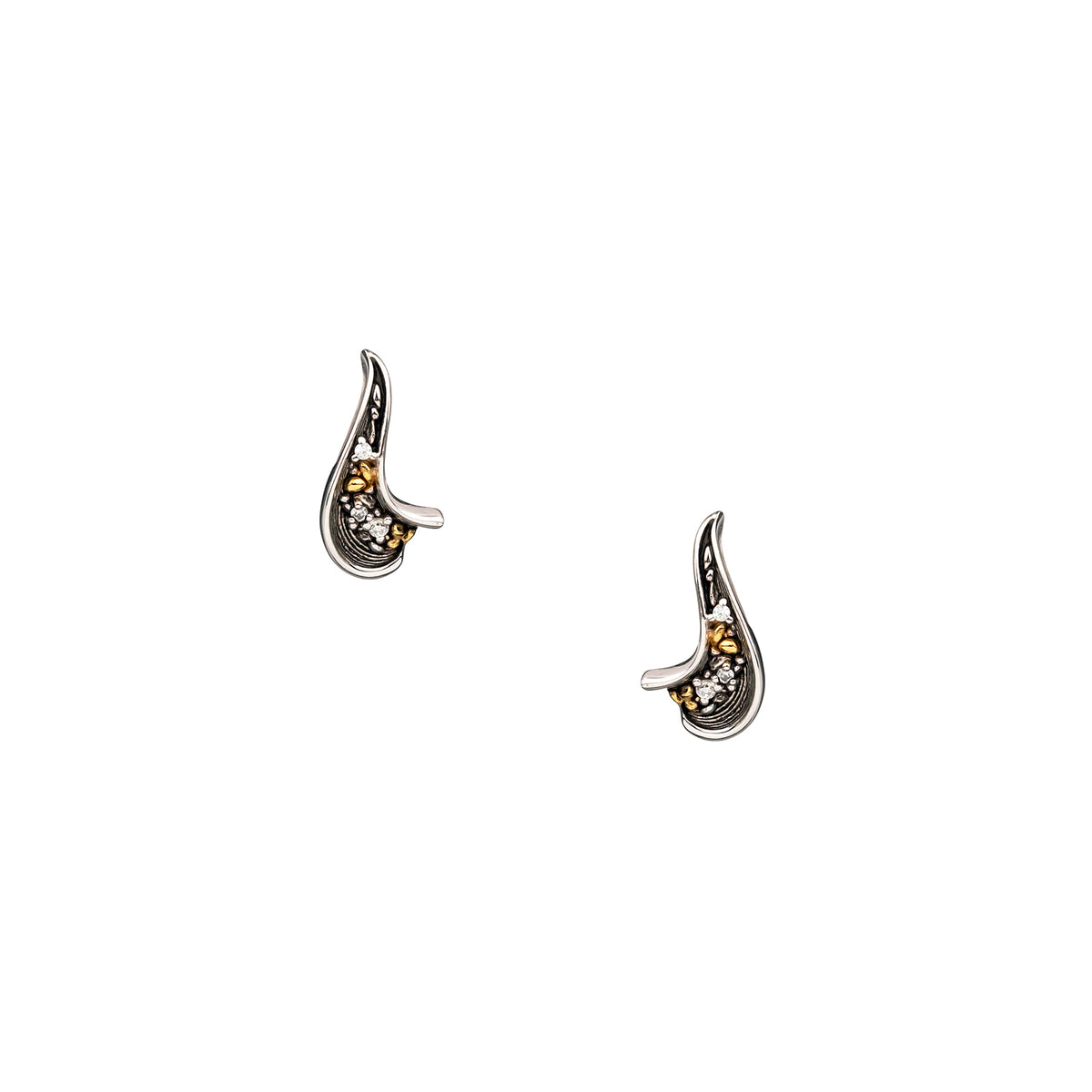 Silver And 10k Gold Rocks 'n Rivers Stud Earrings - CZ-Keith Jack ...