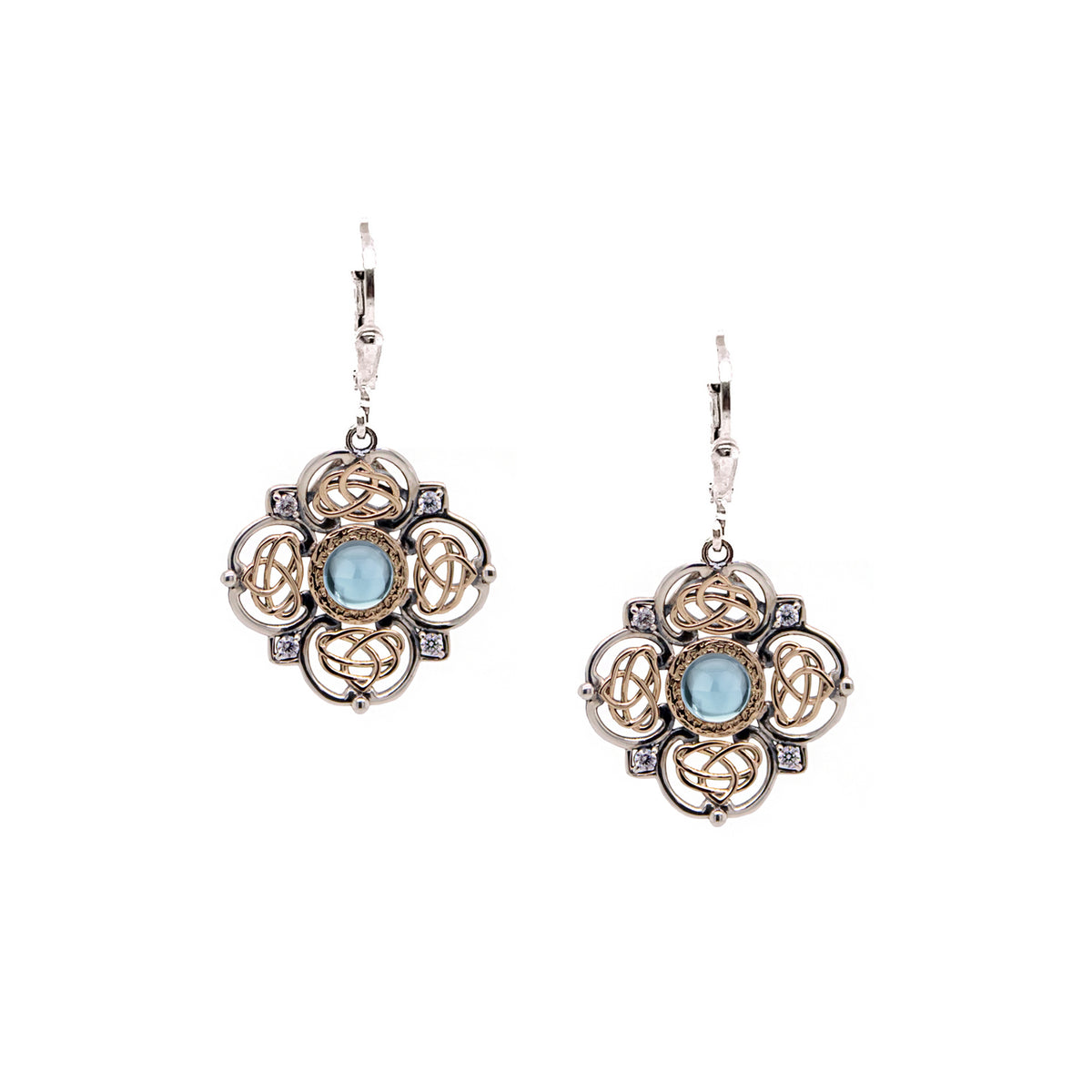 Silver and Gold Celestial Celtic Earrings - Sky Blue Topaz-Keith Jack ...
