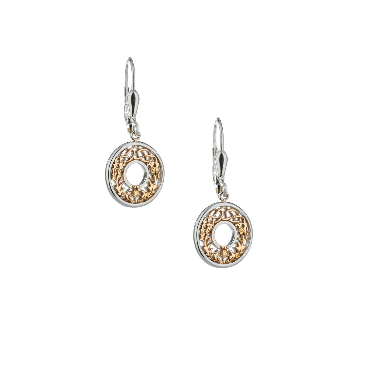 Silver and 10k Yellow Gold Thistle Celtic Earrings-Keith Jack – Keith Jack