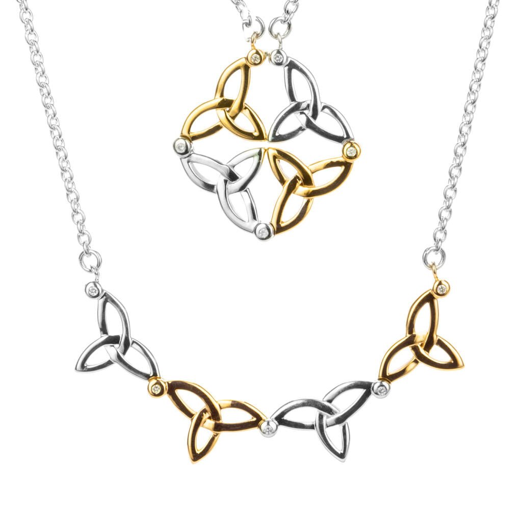 Silver and 10k Gold Diamond Celtic Synergy 2-in-1 Necklace-Keith Jack ...