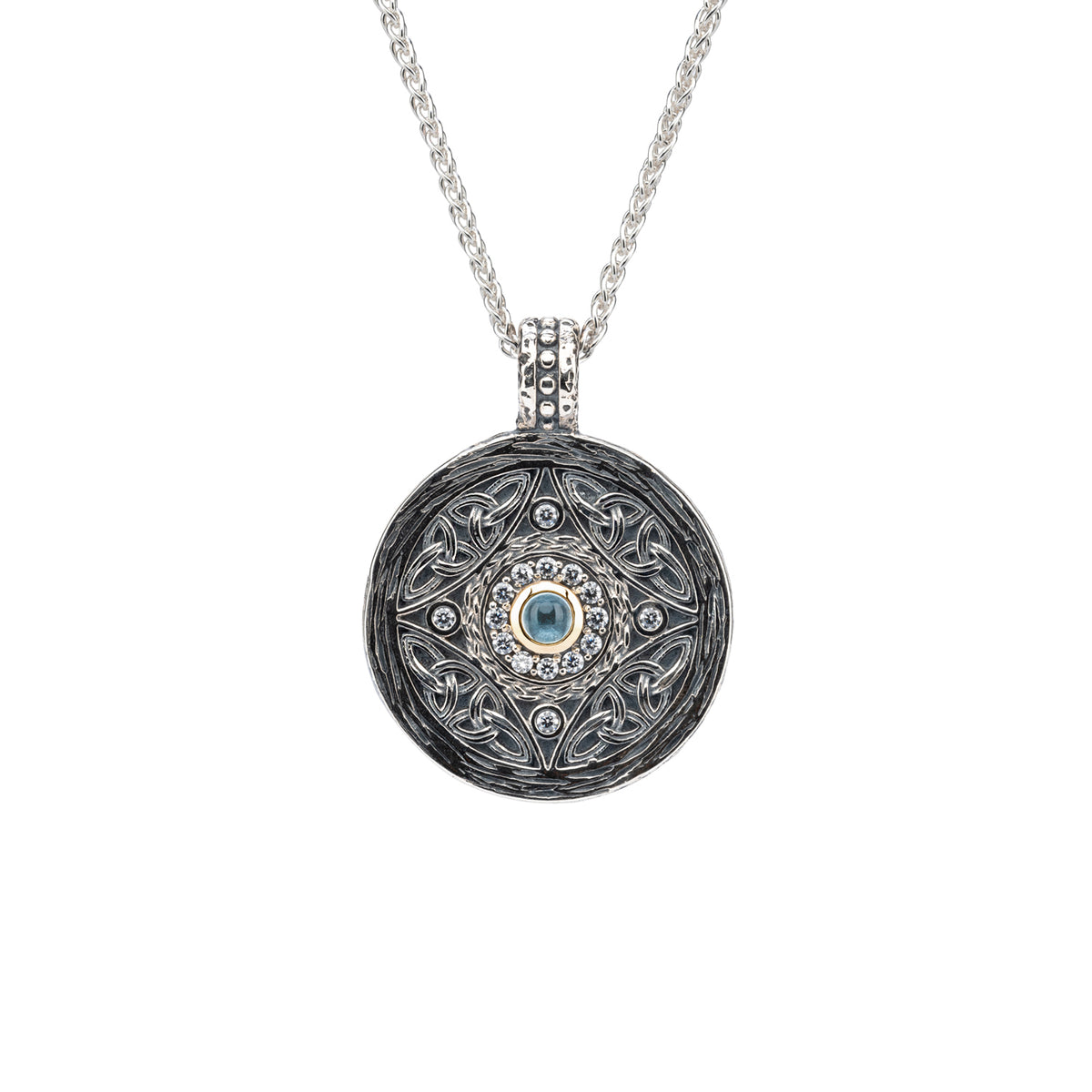 Silver with 10k Gold Shield Pendant - Sky Blue Topaz-Keith Jack – Keith ...