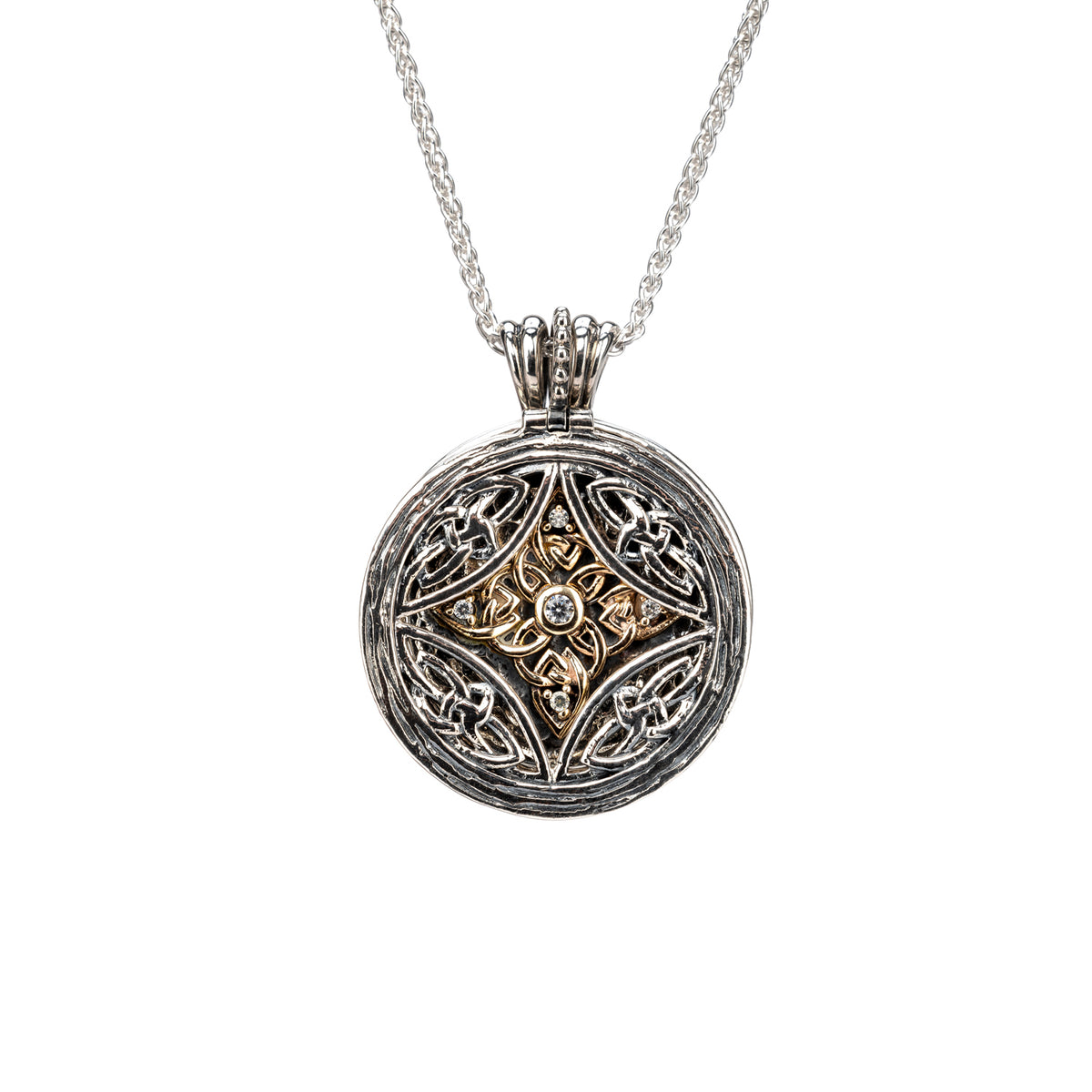 Silver and Gold Eclipse 5-Way Celtic Pendant -Peacock Pearl-Keith Jack ...
