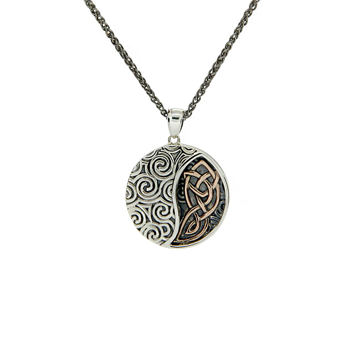 Silver and Rose Gold Celtic Spiral Transformation Pendant - Keith Jack ...