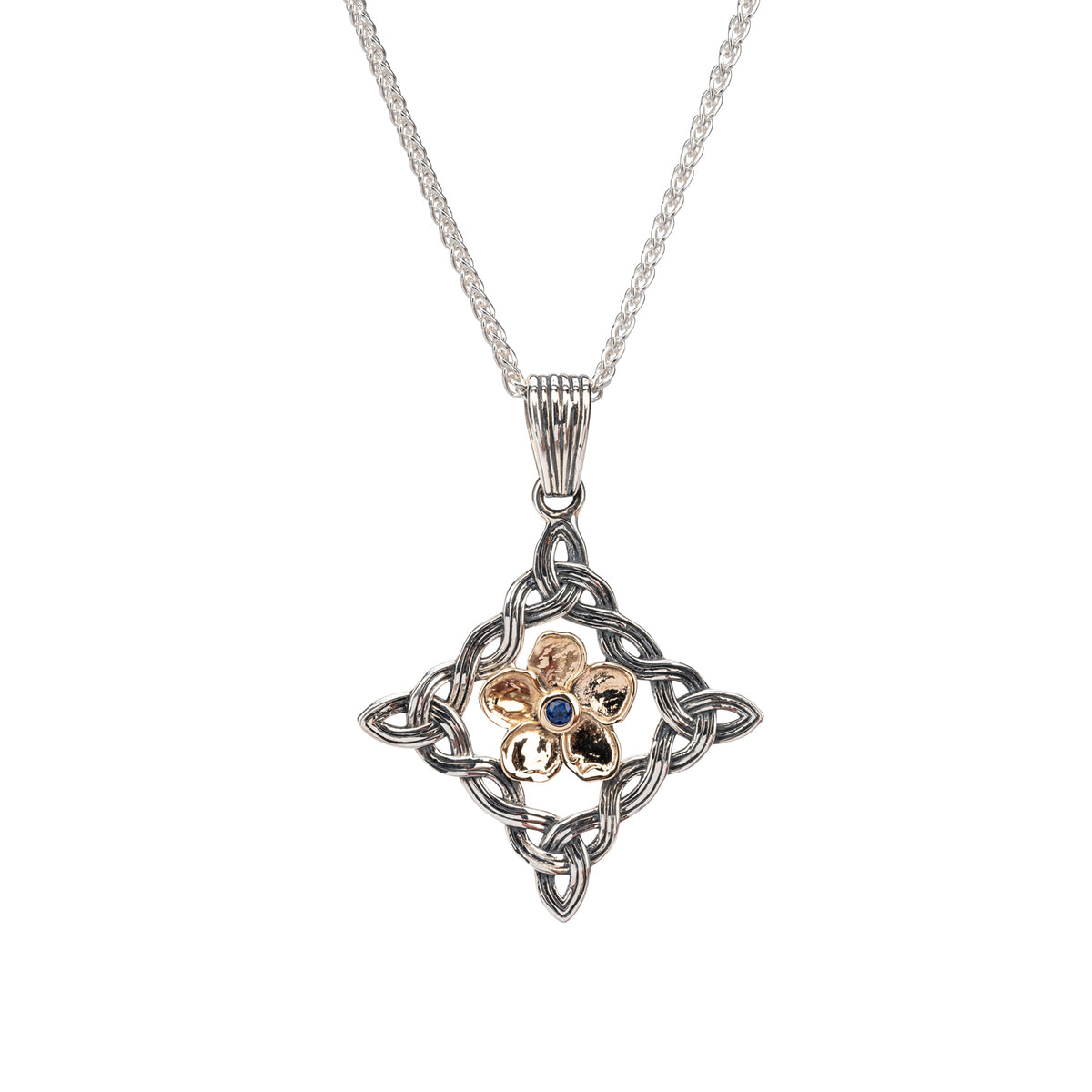 Silver and 10k Gold Celtic Forget-Me-Not Pendant - Sapphire-Keith Jack ...