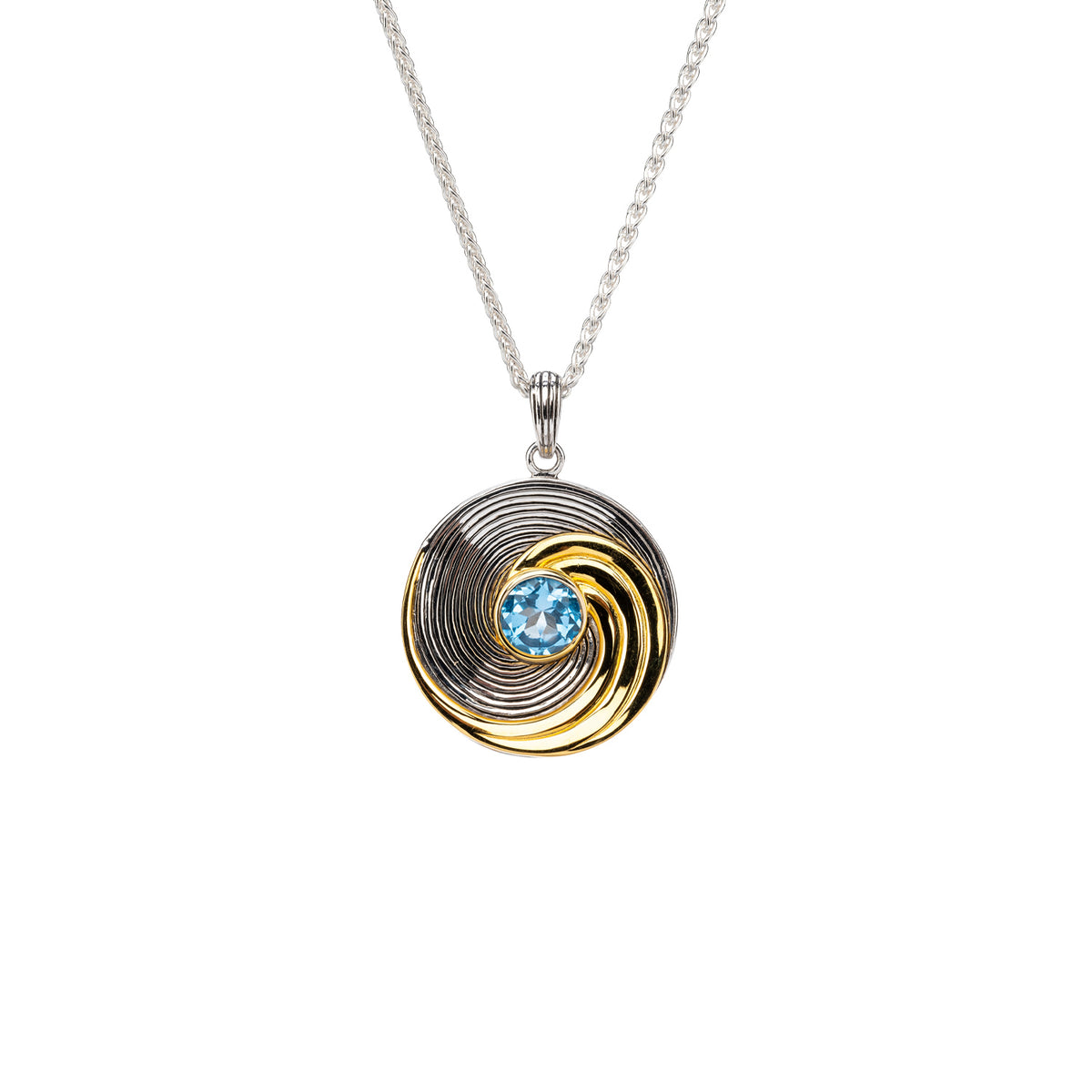 Silver And 10k Gold Whirlpool Celtic Pendant - Topaz -Keith Jack ...