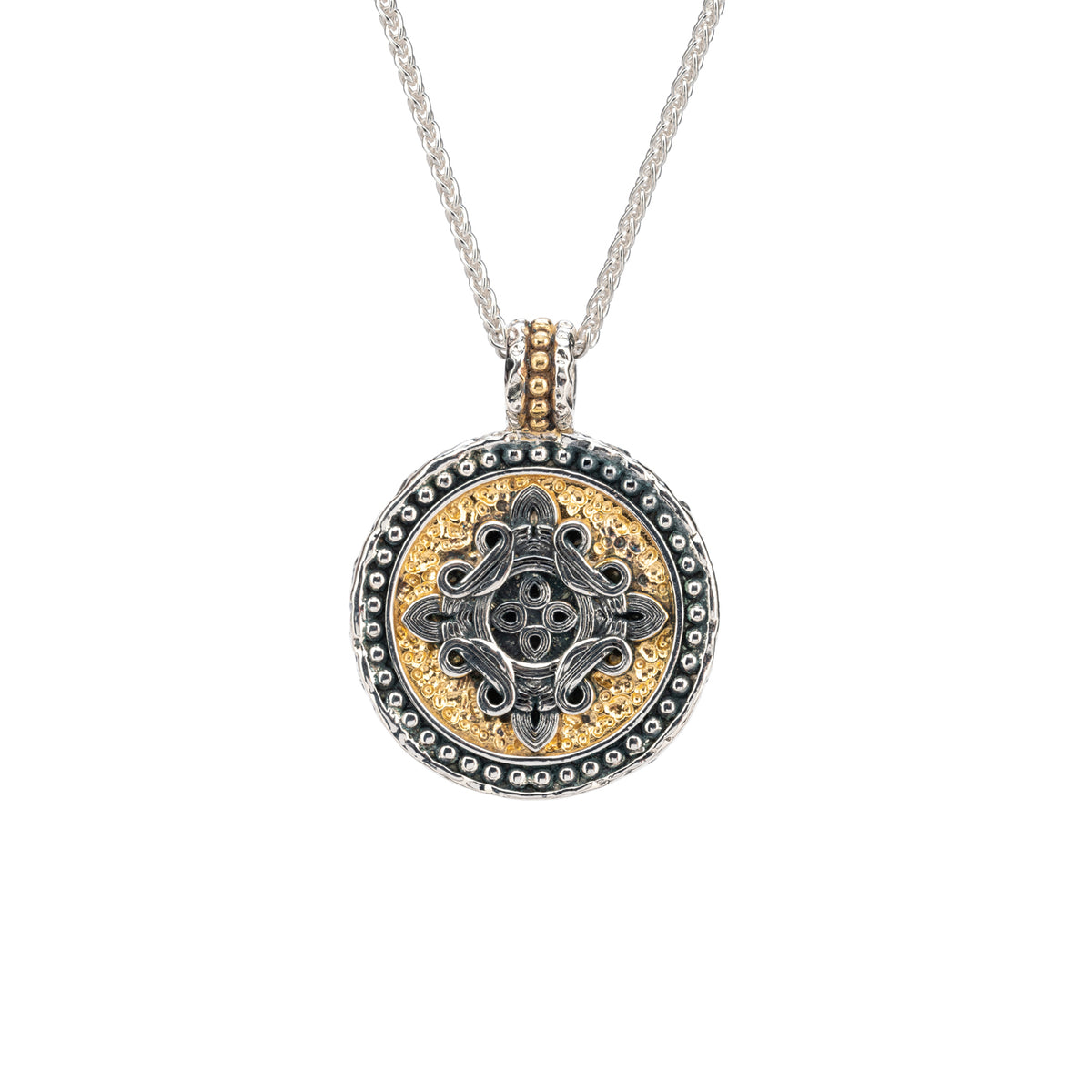 Silver and 14k Gold Gilding Medallion Celtic Shield Pendant-Keith Jack ...