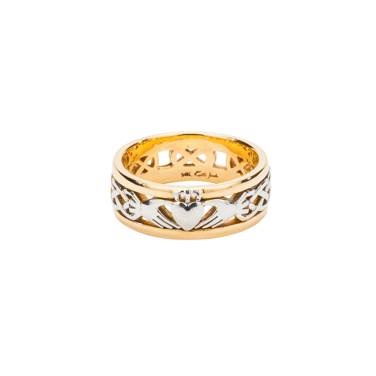 Celtic Irish Claddagh Wedding Ring 14k Yellow/White Gold - Keith Jack ...