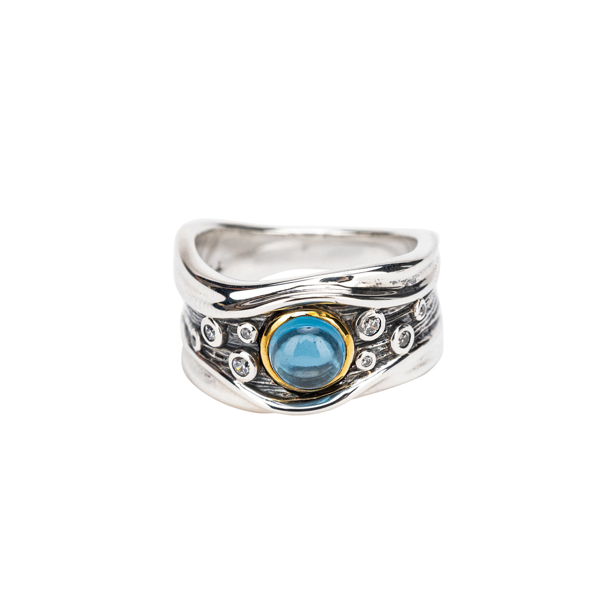 Silver And 10k Gold Organic Rocks 'n Rivers Ring - Topaz-Keith Jack ...