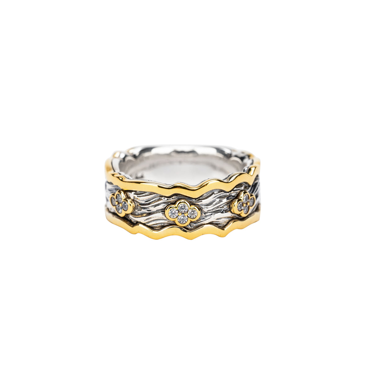 Silver And 10k Gold Rocks 'n River Ring - Cubic Zirconia-Keith Jack ...