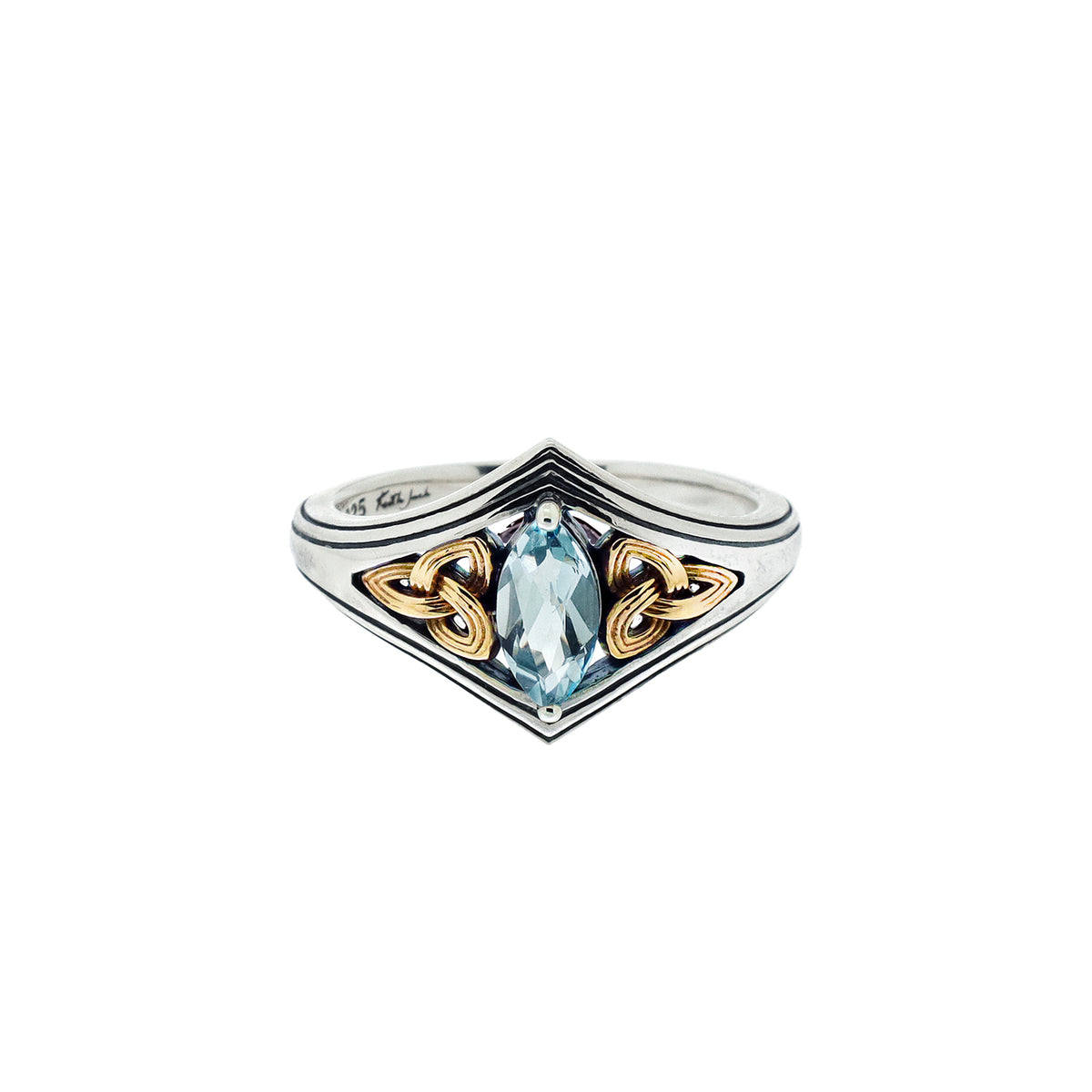 Silver and 10k Yellow Gold Trinity Ring - Sky Blue Topaz-Keith Jack ...