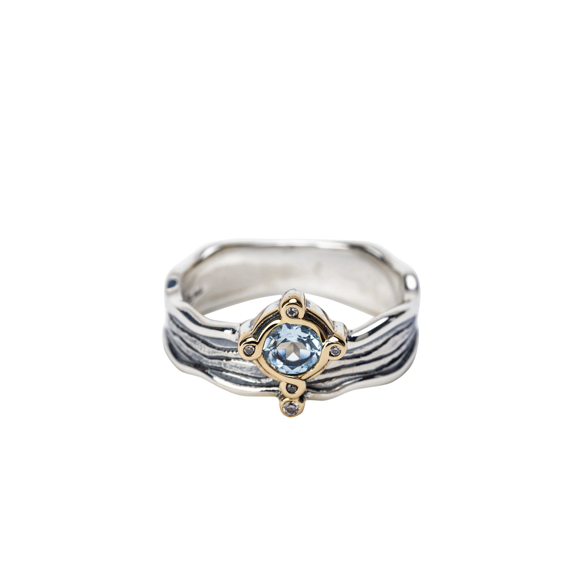 Silver+10k Gold Organic Rocks 'n Rivers 2-Piece Ring-Topaz-Keith Jack ...