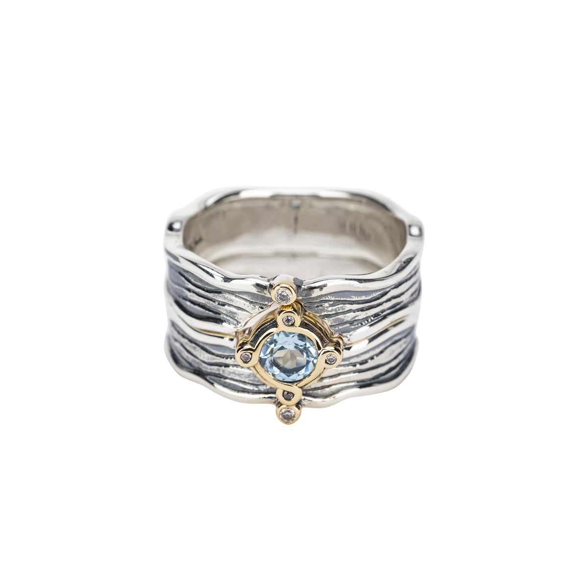 Silver+10k Gold Organic Rocks 'n Rivers 2-Piece Ring-Topaz-Keith Jack ...