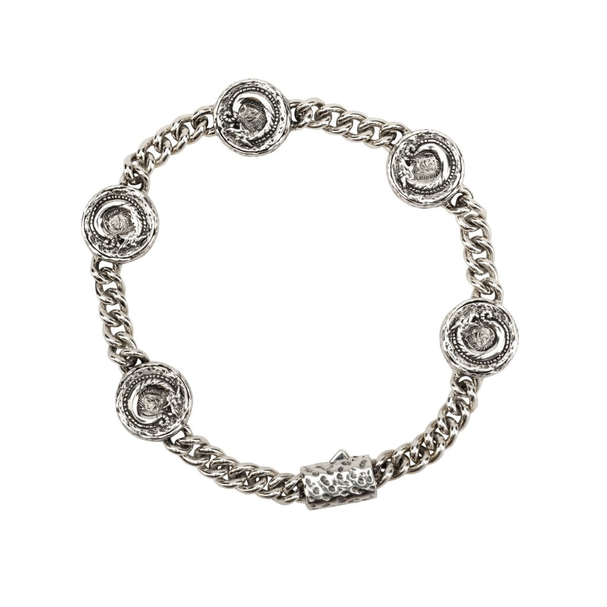 Silver or Silver and Bronze Dragon Coin Bracelet - Small - Keith Jack ...