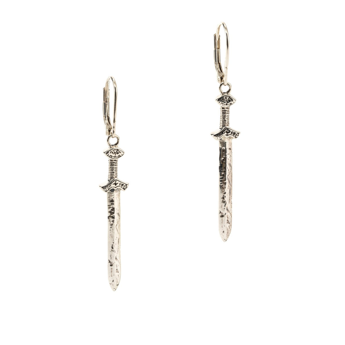 Silver or Silver and Bronze Viking Drop Sword Earrings-Keith Jack ...