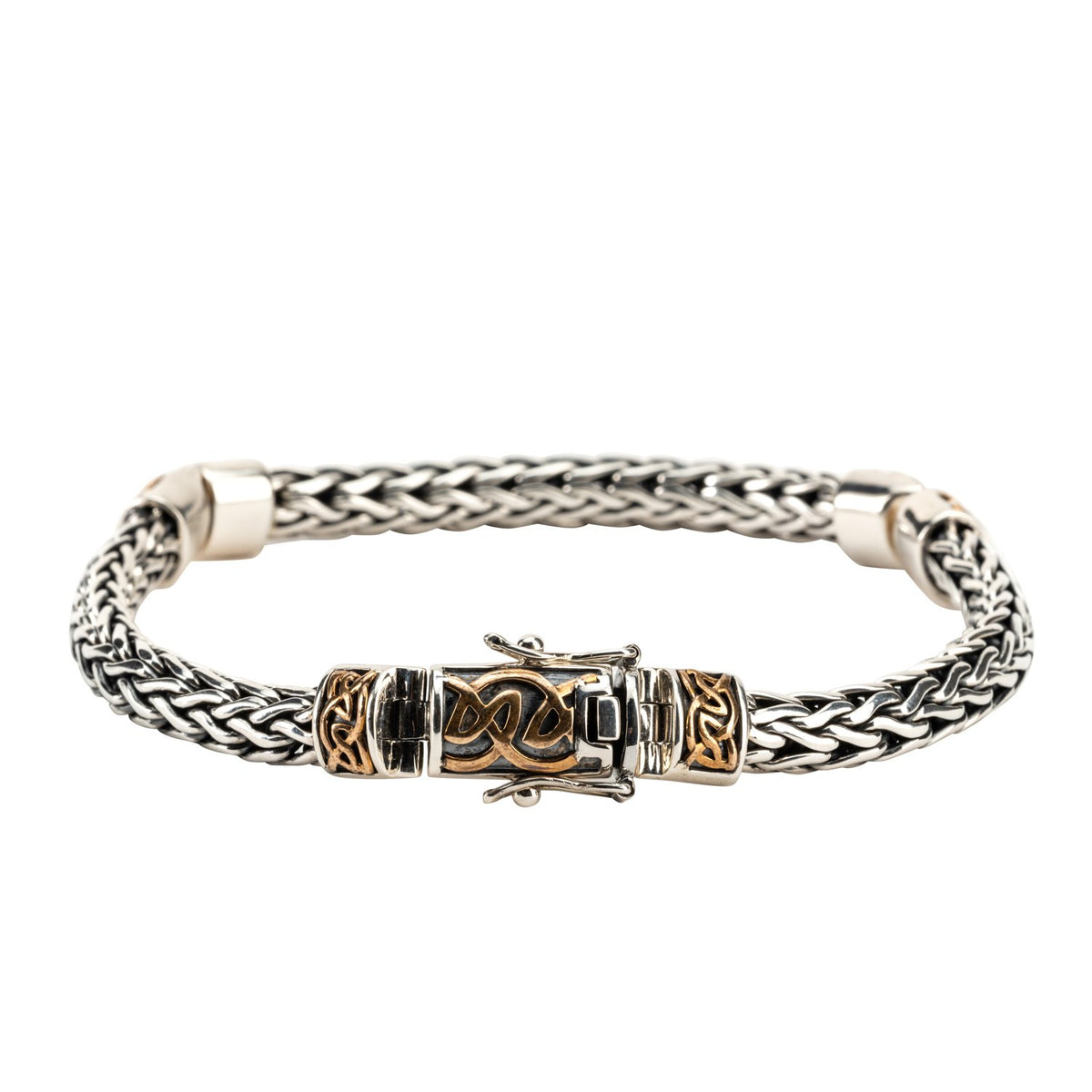 Silver and Bronze Dragon Weave Hinged Bracelet-Keith Jack – Keith Jack