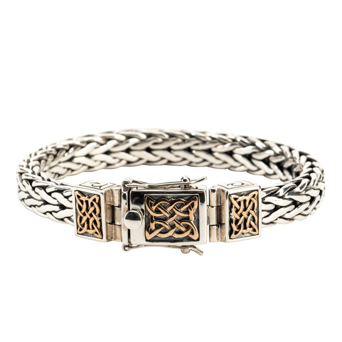 Silver and Bronze Celtic Square Heavy Dragon Weave Bracelet-Keith Jack ...