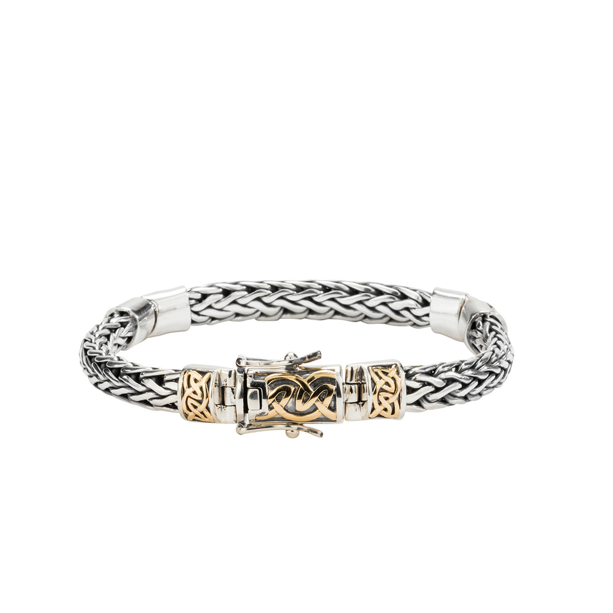 Silver and 10k Gold Dragon Weave Hinged Celtic Bracelet-Keith Jack ...