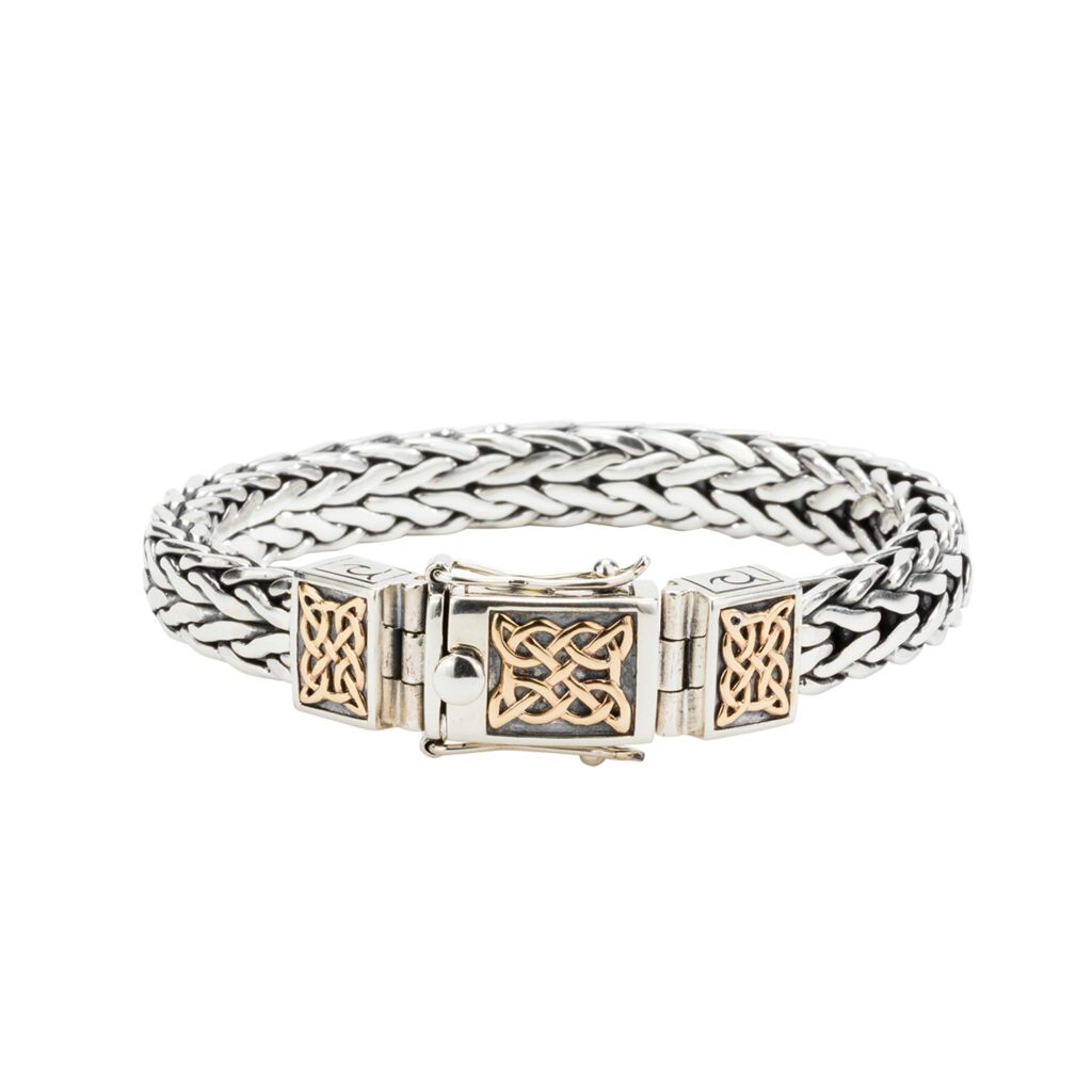 Silver and Gold Celtic Square Heavy Dragon Weave Bracelet-Keith Jack ...