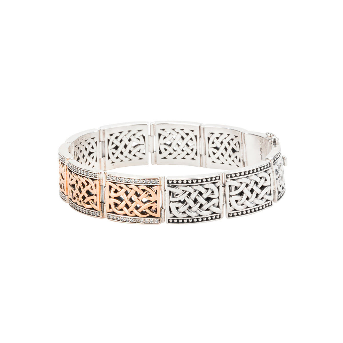 Silver and Rose Gold Brave Heart Hinged Celtic Bracelet-Keith Jack ...