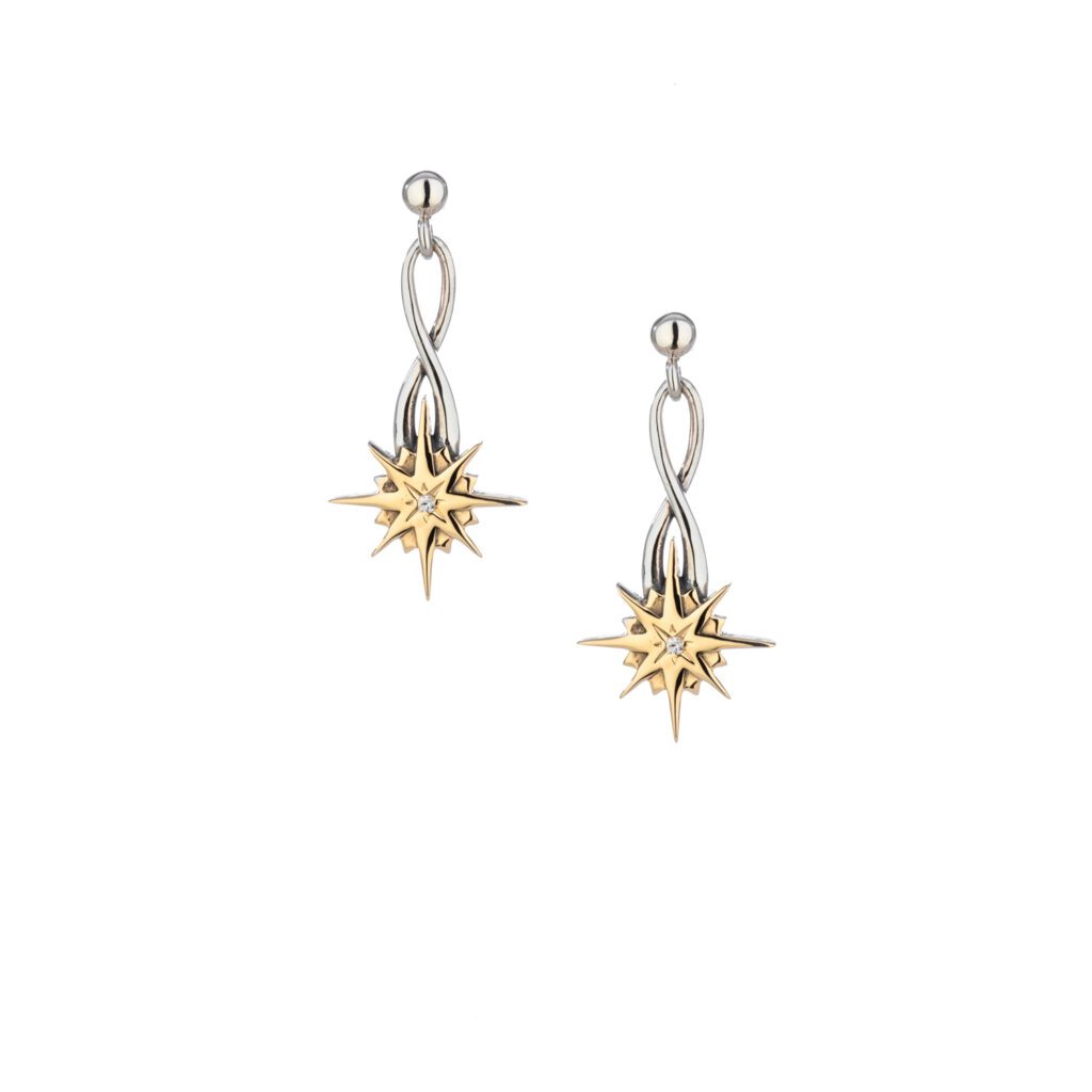 Silver and 10k Gold Compass Star Post Earrings-Keith Jack – Keith Jack