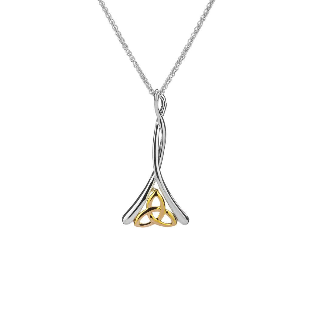Silver and 10k Gold Celtic Trinity Long Twisted Pendant - Keith Jack ...