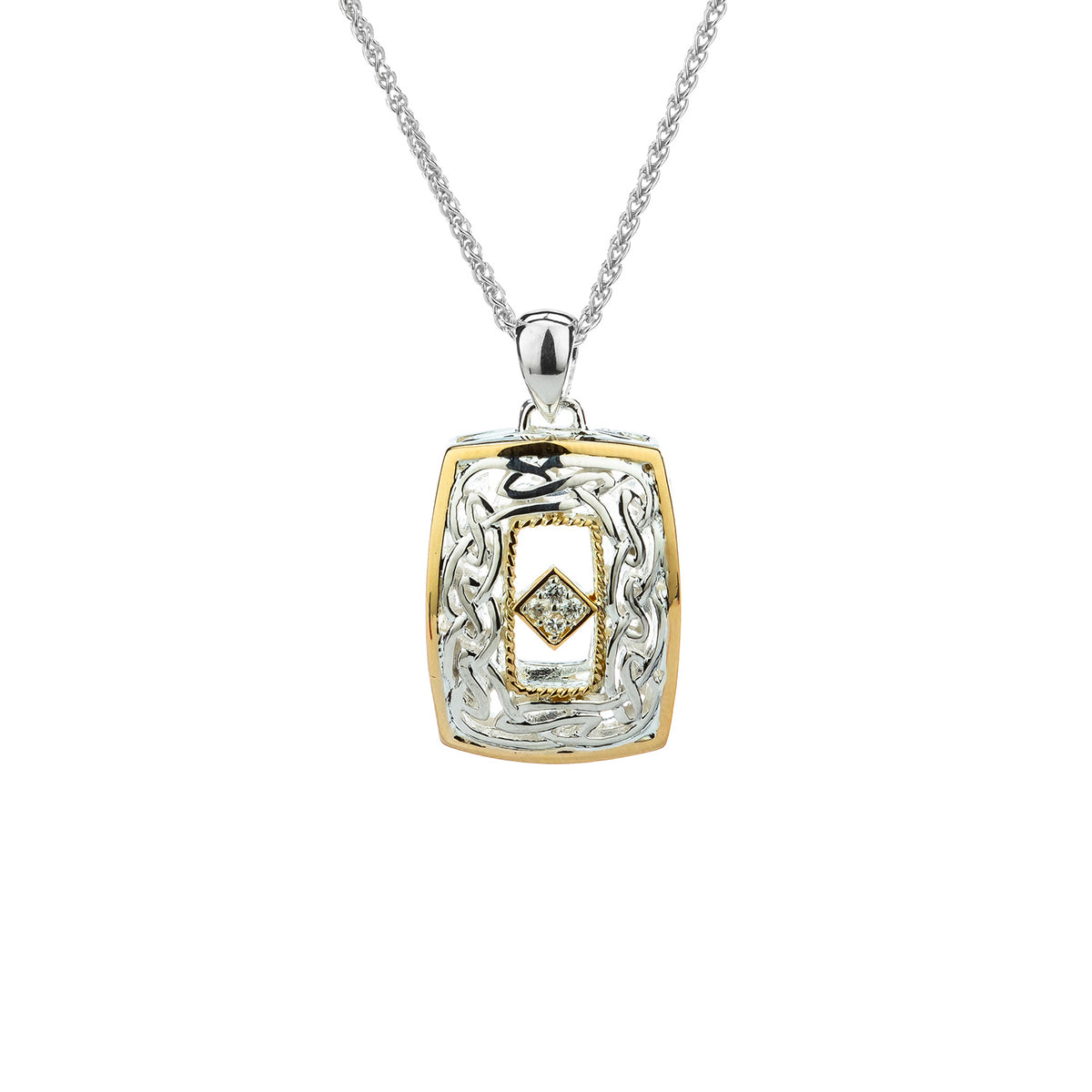 Silver + 10k Gold Window to the Soul Diamond Celtic Pendant-Keith Jack ...