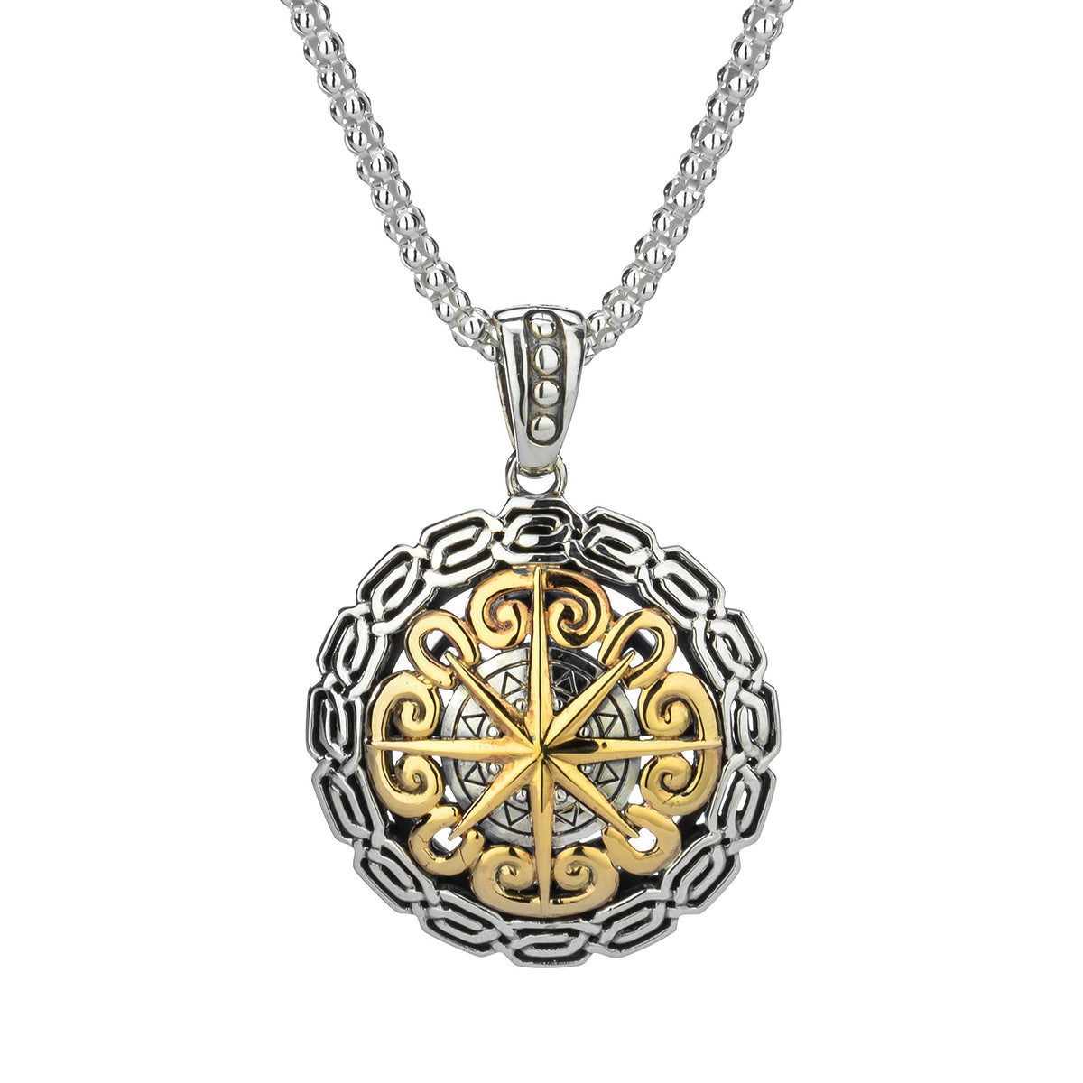 Silver and 10k Gold Compass Pendant-Keith Jack | Keith Jack