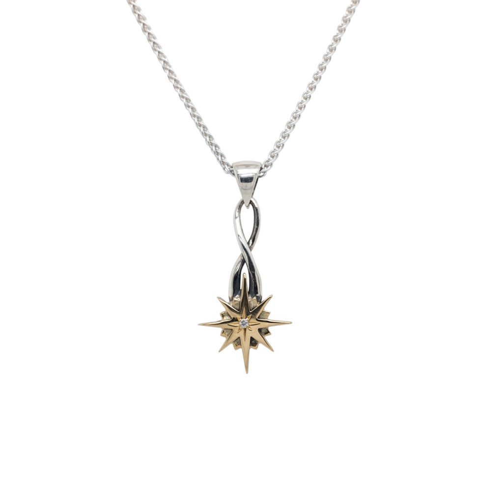 Celtic Compass Star Small Pendant Silver + 10k Gold - Keith Jack ...
