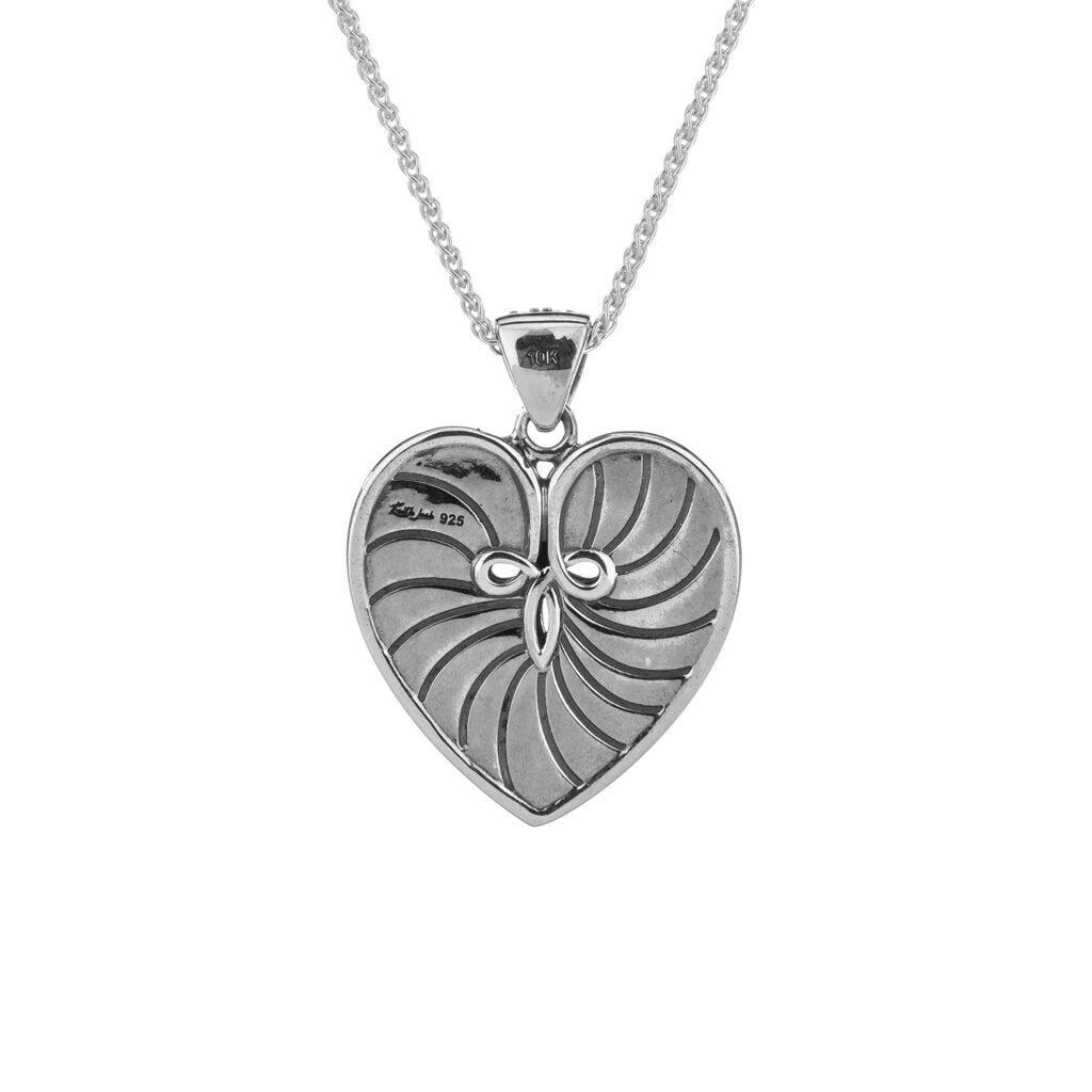 Silver + 10k Rose Gold Celtic Heart Pendant-White Sapphire-Keith Jack ...