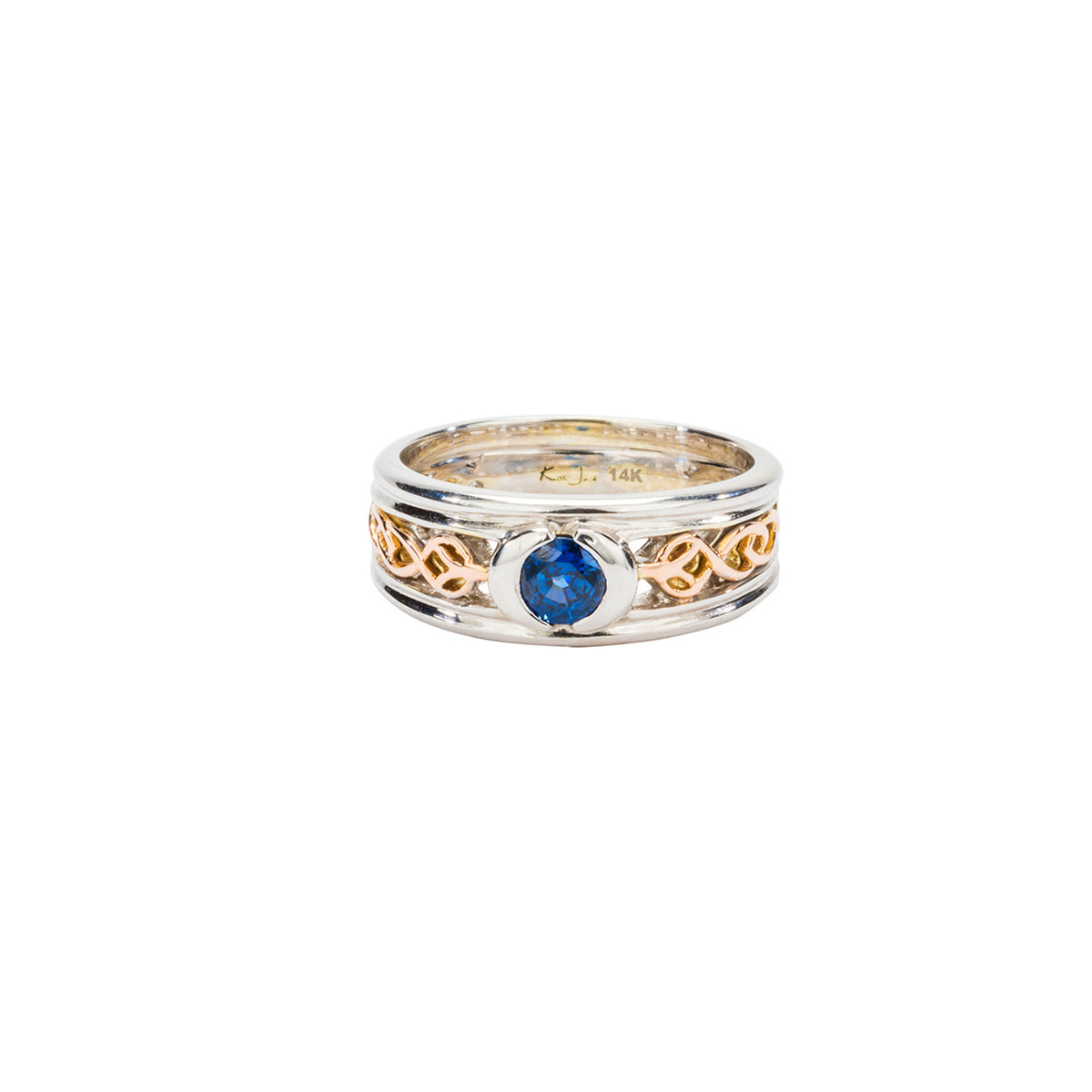 Celtic Irish Wedding Ring White/Rose Gold and Sapphire - Keith Jack ...
